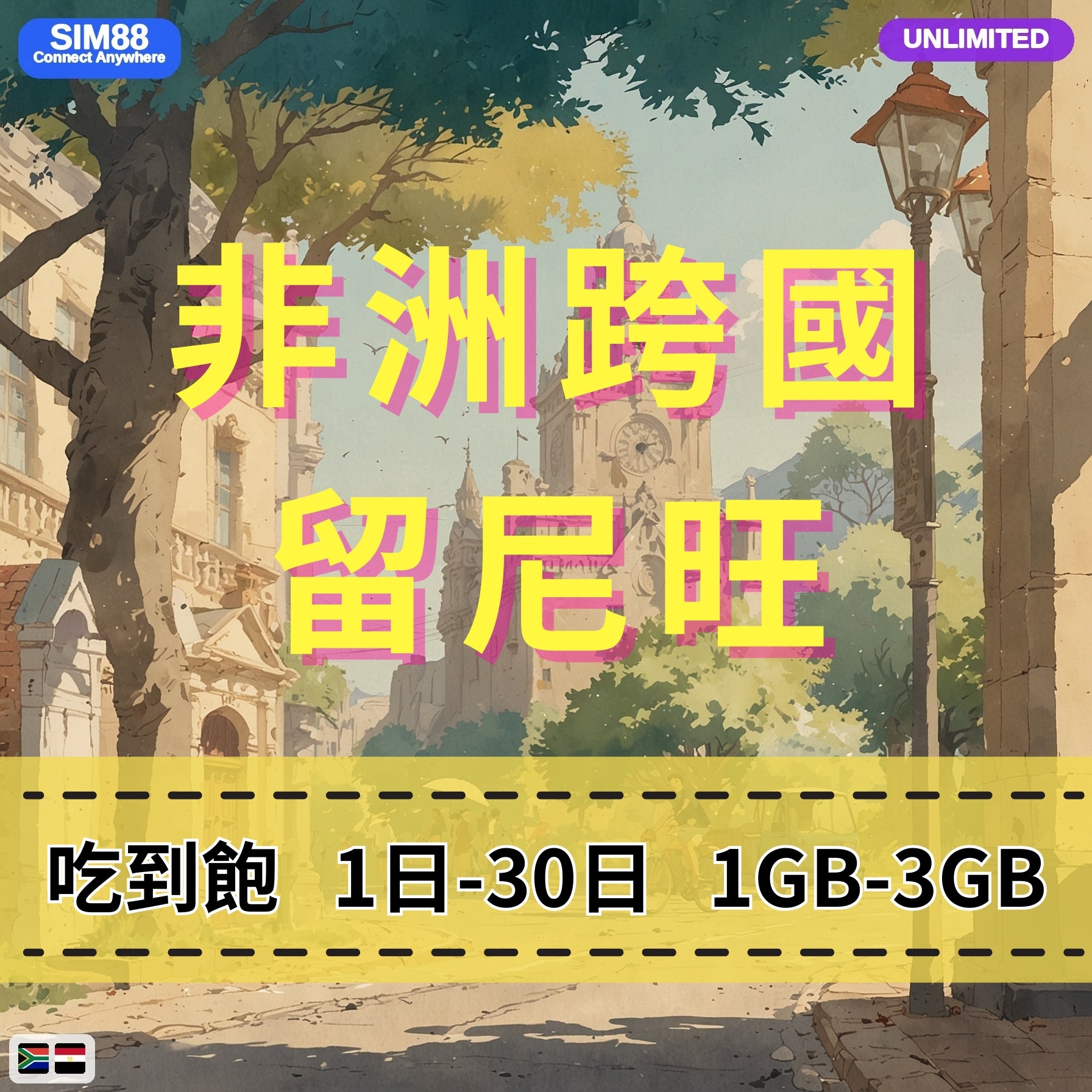 【eSIM】非洲跨洲6國網卡 每日1GB 長期方案 環球旅遊 商務必備 即買即用 – SIM88 出國上網首選 eSIM/SIM卡專家，讓您的旅程不斷線!